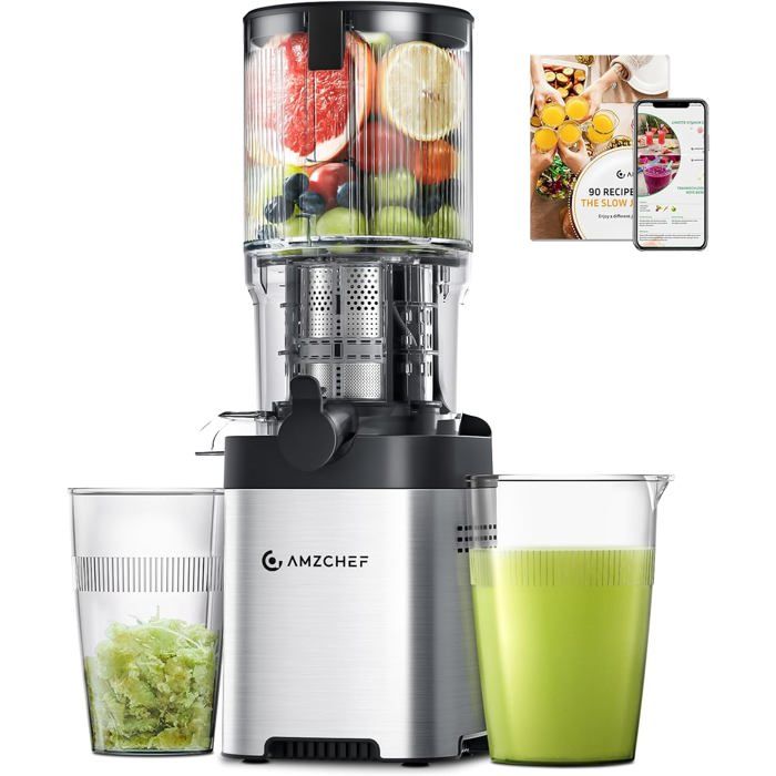 AMZCHEF 135mm Machine a Jus de Fruit Extracteur Entiers - Jus de Fruits ...