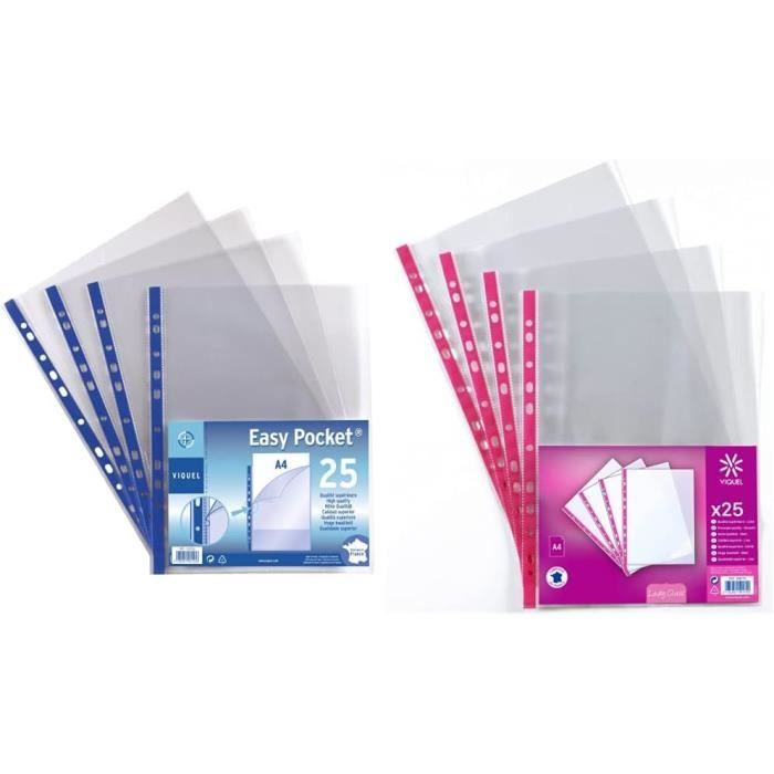 Lot De 25 Pochettes Perforées A4 En Plastique - Ouverture En Coin ...