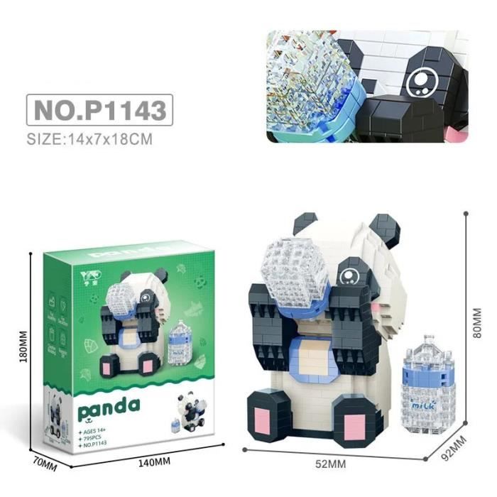 P1143 Boire du lait - Puzzle de blocs de construction de panda géant pour enfants, jouets ...