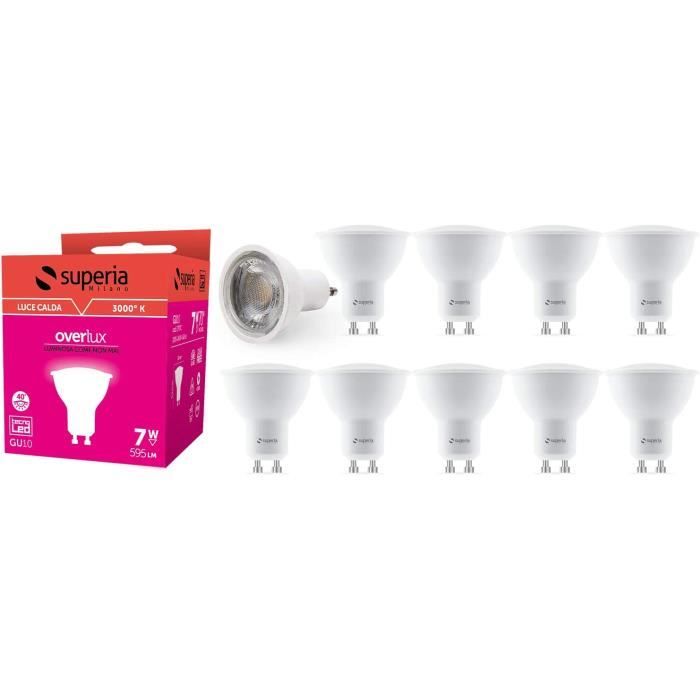 APL-Ampoule LED Superia GU10 COB 7W (Équivalent 70W) Blanc Chaud 3000K 600 lumens CPT7C Paquet ...