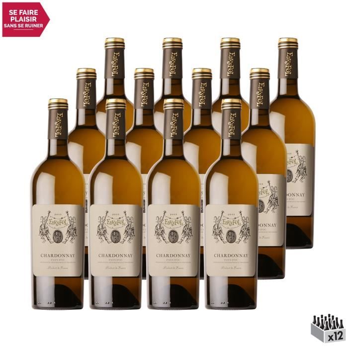 Pays d'Oc Chardonnay Blanc 2020 - Lot de 12x75cl - Envyfol - Vin IGP ...