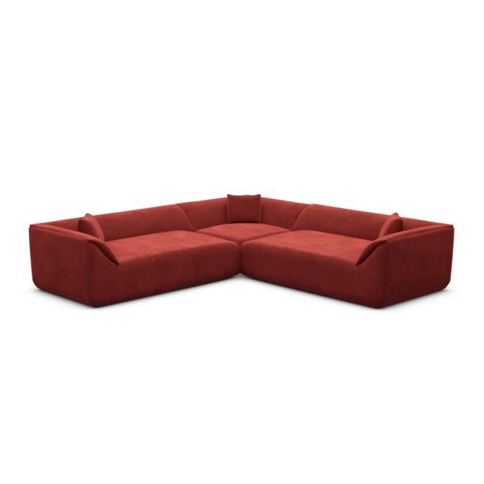 Canapé - Magnola - Corner - Velours - Rouge - Cdiscount Maison