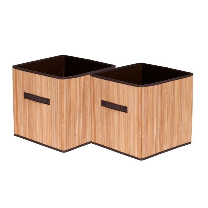 Lot de 2 paniers de rangement pliables - BOX AND BEYOND - Bambou et ...