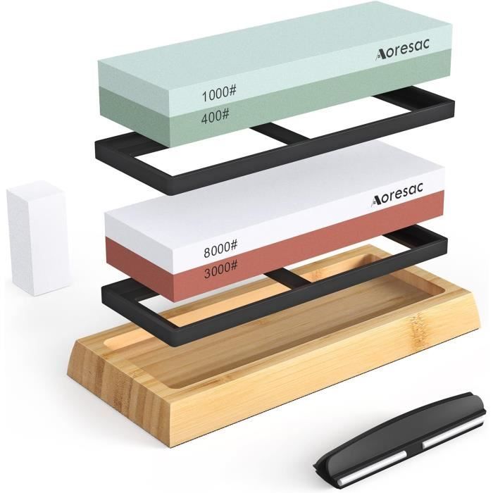Pierre À Aiguiser Pour Couteaux, Ensemble D'Affûtage Premium Aiguiseur Couteaux Avec Socle ...