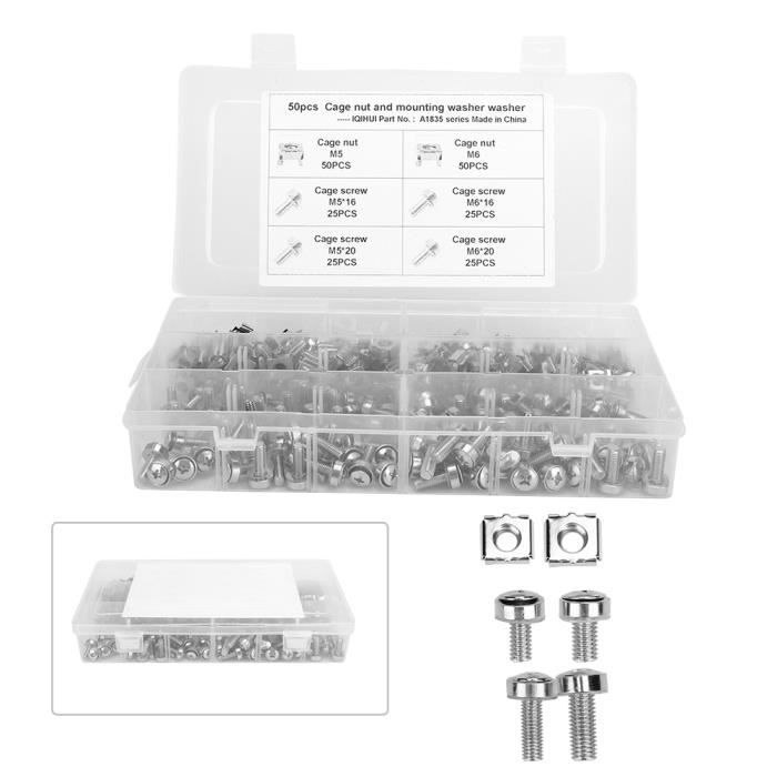 JUZ Écrous Vis, 100 pcs Ensembles M5/M6 Écrous Cage Vis De Montage pour ...