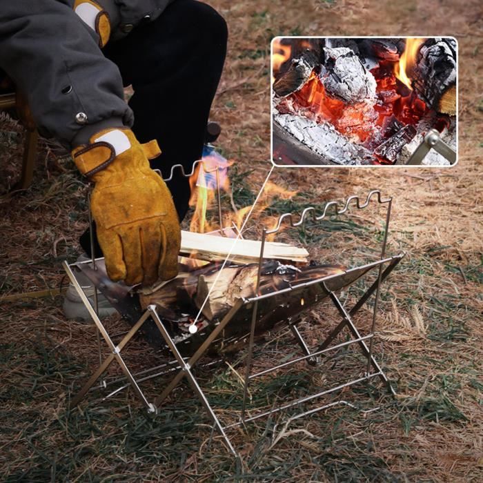 Gril de barbecue Barbecue Grill Base Stable Pliable En Acier Inoxydable Multi-usages Gril À ...