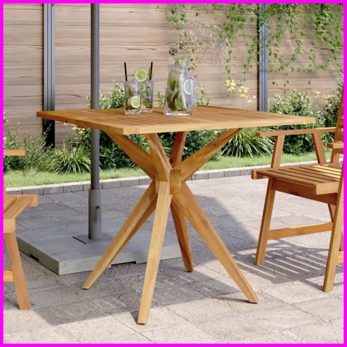 Table de jardin - DRFEIFY - Carrée 85x85 cm - Bois d'acacia massif - 4 ...