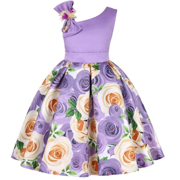 ROBE Fille - Nouvelle robe à imprimé rose fashion Robe de fête - violet ...