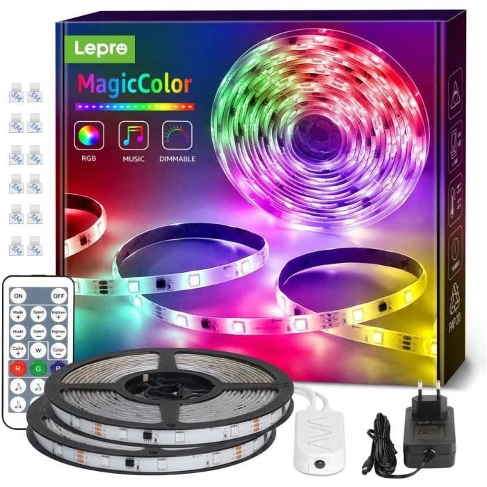 Lepro Ruban LED 10M MagicColor avec Télécommande, Kit de Bande LED ...