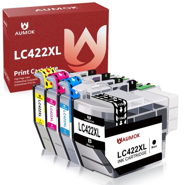 Cartouche d'encre AUMOK compatible avec Brother LC422 LC422XL - Pack de 4 - Multi-couleur ...