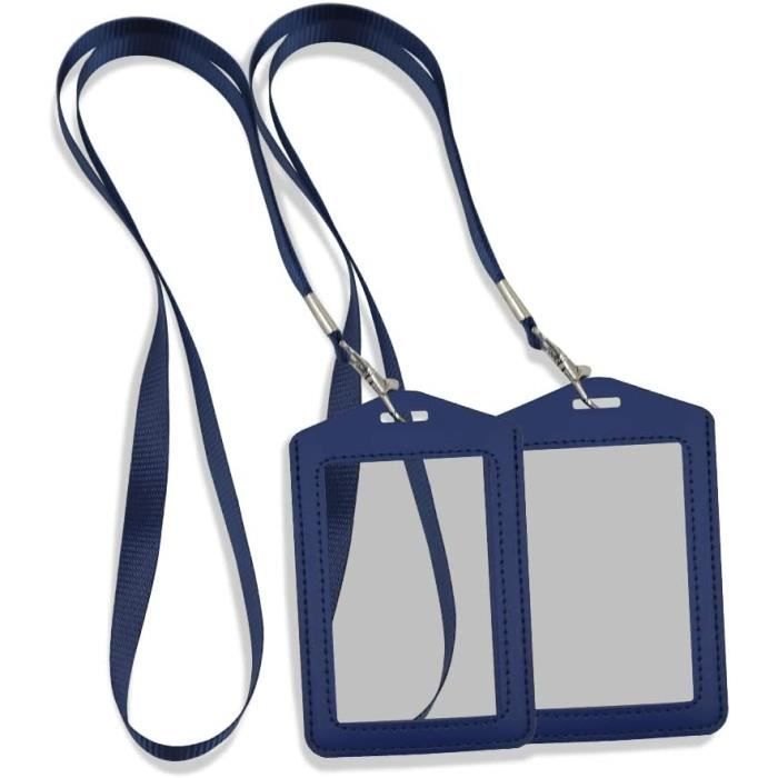 Lot De 2 Porte-Badges Verticaux En Cuir Avec Double Fenêtre ...