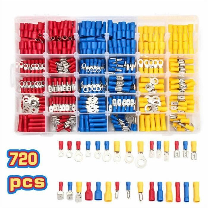 COSSE ELECTRIQUE,720Pcs--Kit de connecteurs de sertissage de fil électrique assortis, 280-480 ...