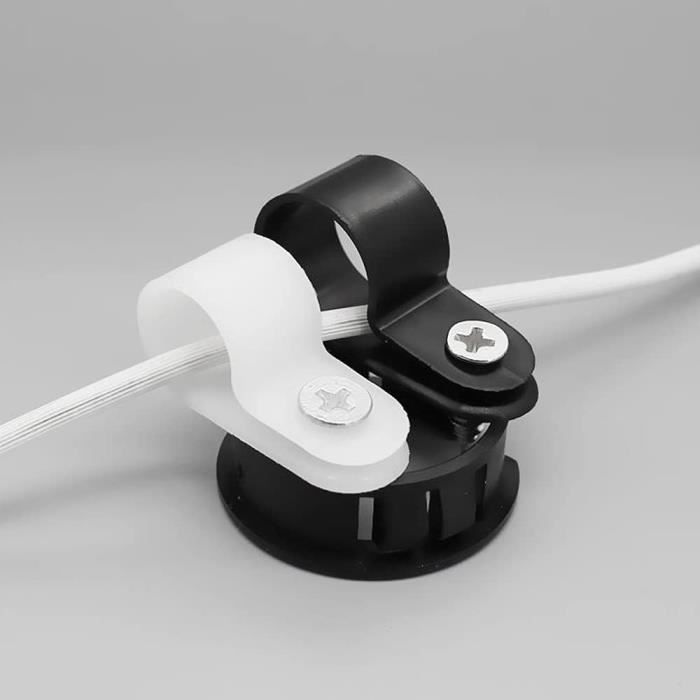 100 Pièces Noir Serre-Câble R-Type Nylon Plastique Câbles Clips avec ...