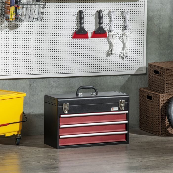 Boîte à outils pratique sans outil, 3 tiroirs avec poignée, serrure en ...