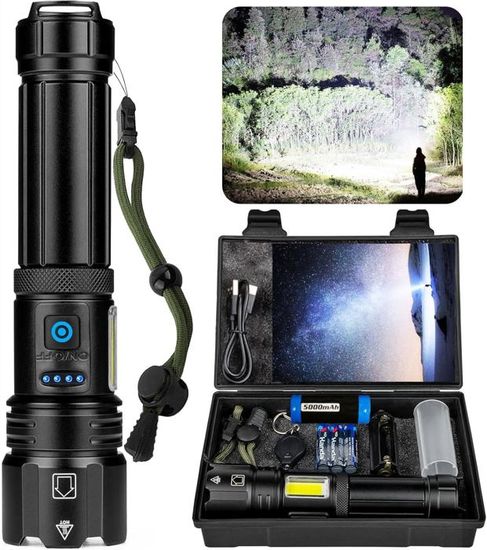 Lampe Torche Led Ultra Puissante, 100 000 Lumens Lampe Torche Led Rechargeable, 7 Modes Super ...