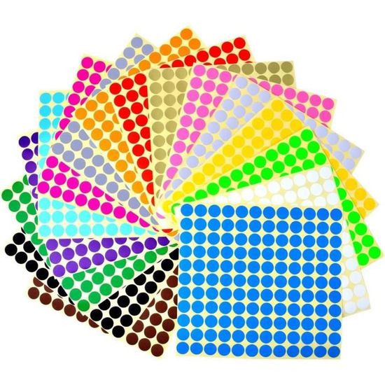 13Mm Autocollants De Cercle 16 Feuilles Gommettes Rondes Autocollant ...