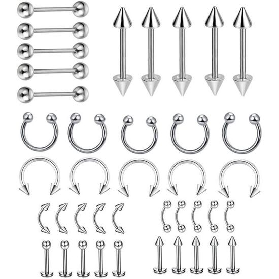 Lieson 8 Pièces Anneaux de Nez 16G 1.2mm Piercing Oreille Acier Chirurgical Piercing de Nez ...