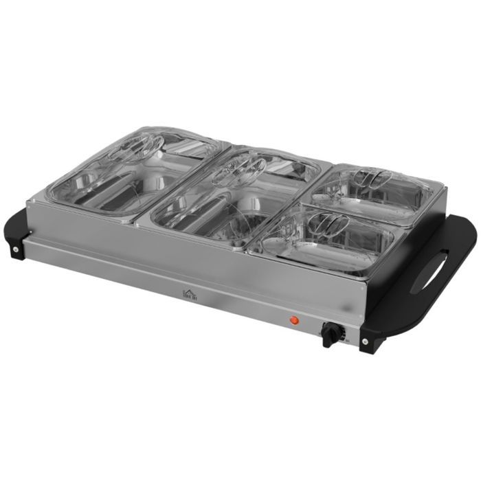 Chauffe-plats Buffet 6.8L Inox 300W, Thermostat Réglable - Idéal Fêtes ...