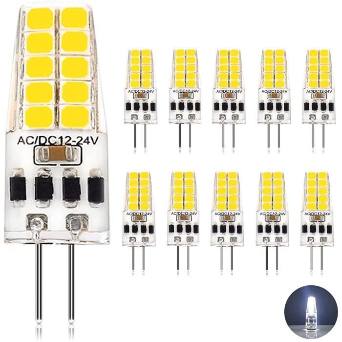 Ampoule LED G4 Dimmable 12V AC-DC, Blanc Froid 6000K 300LM, 37mm 3W G4 LED Lampe Équivalent 30W ...