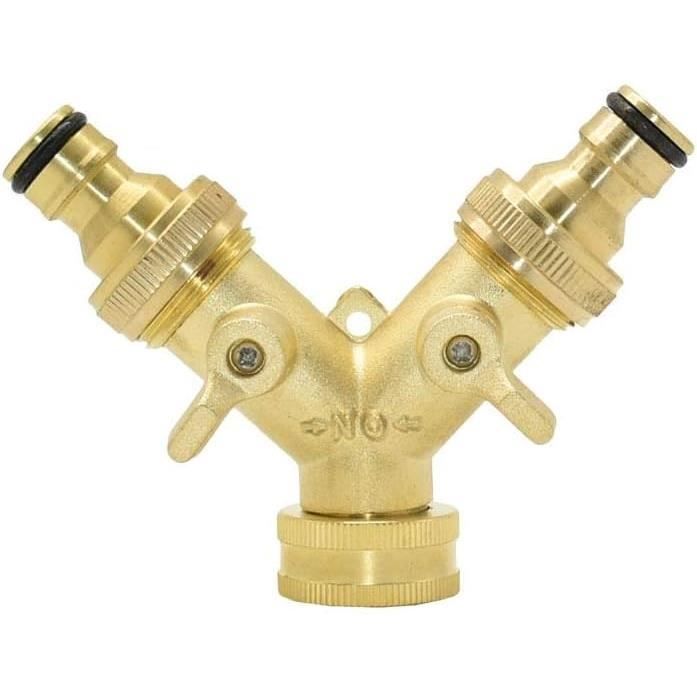 Raccord De Tuyau D'Arrosage En Laiton Femelle 1,9 Cm Vers 2 Voies 1,6 Cm - Valv[x9006 ...