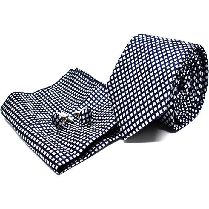 Coffret Ensemble Cravate Homme, Mouchoir De Poche, Boutons De Manchette ...