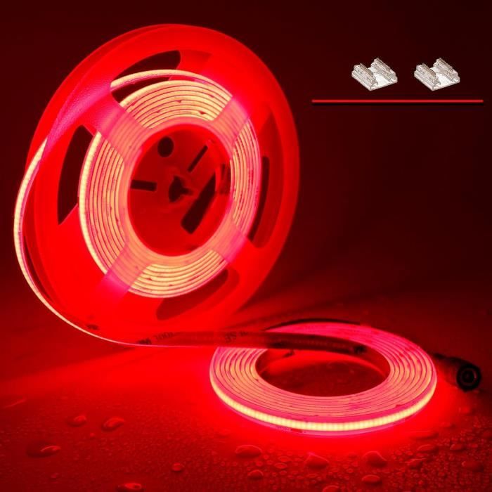 Ruban Led Cob Rouge 24V Étanche Ip65 Haute Densité 5M 480Led-M Lumière Néon Rouge Bande ...