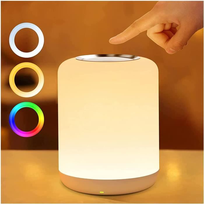 Lampe De Chevet Touch Dimmable,Veilleuse Led BéBé,Avec 256 RGB Blanc ...