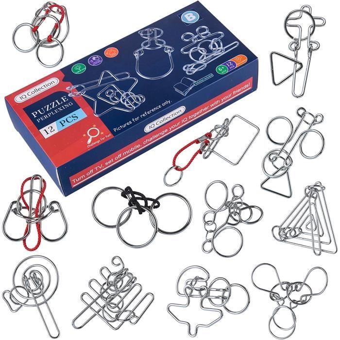 Lot de 12 jeux de casse-tête de Noël en métal 3D Puzzle Logique Jouet ...