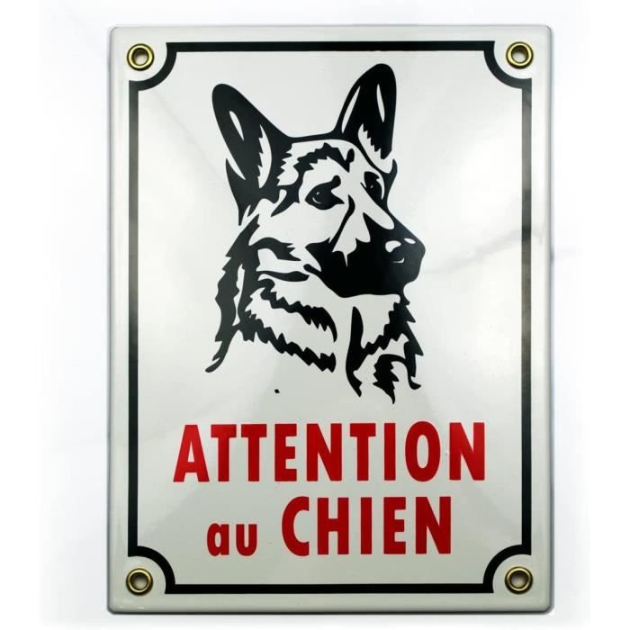Plaque emaillée Attention AU Chien 20x15 cm Panneau Signalétique ...