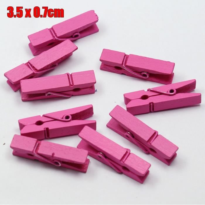 Couleur 50pcs Rose Rouge DIY Mini Clips en bois faits à la main ...
