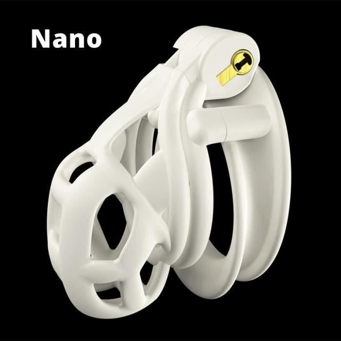 White Nano Cagewith 4 sizes rings Cage Mamba Python V6 3D pour hommes dispositif de chasteté en ...