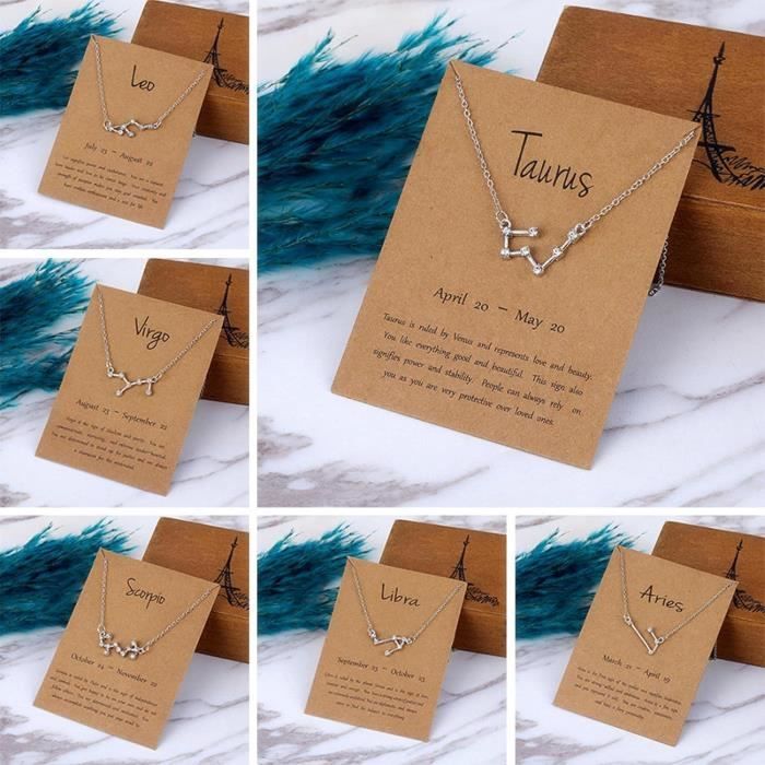 Colliers Constellation En Cristal Brillant Pendentifs Signe Du Zodiaque ...