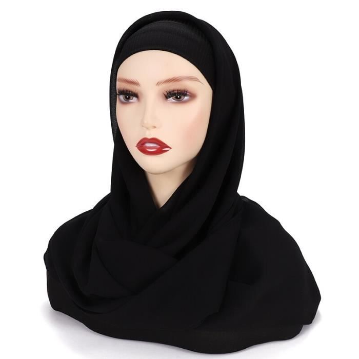 Carré en mousseline de soie Hijab 110X110CM malaisie bandeau solide ...