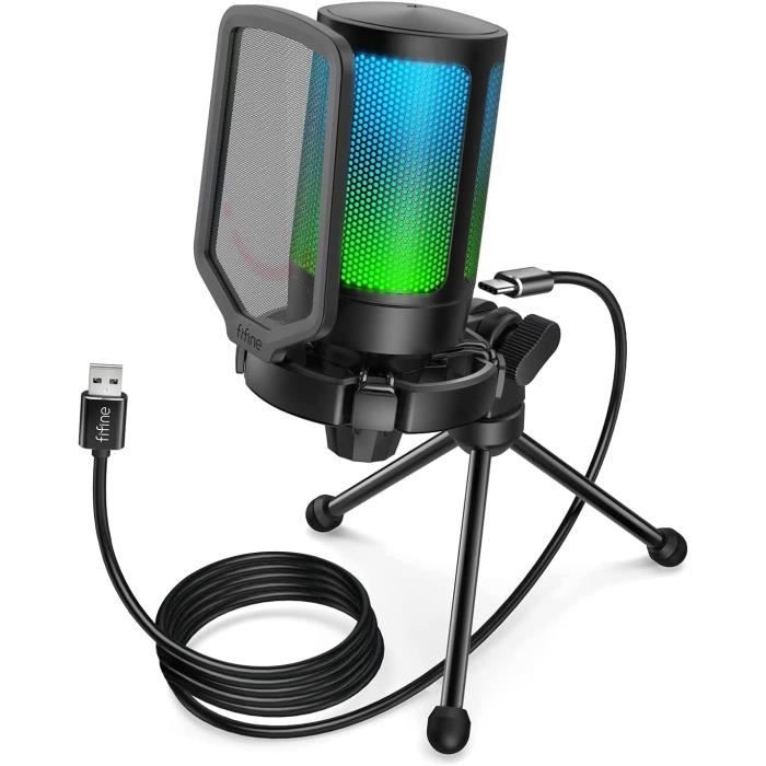 FIFINE USB Microphone Gaming, RGB Condensateur Microphone pour PC PS5 ... FIFINE USB Microphone Gaming, RGB Condensateur Microphone pour PC PS5 ...