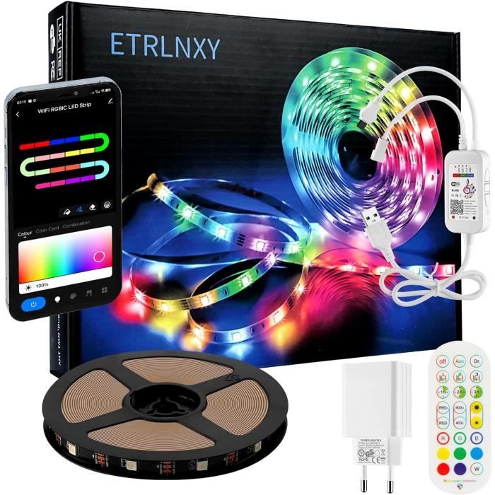 Wifi Ruban Led 4M, Rgbic Tv Rétroéclairage Led Synchronisation Musique ...