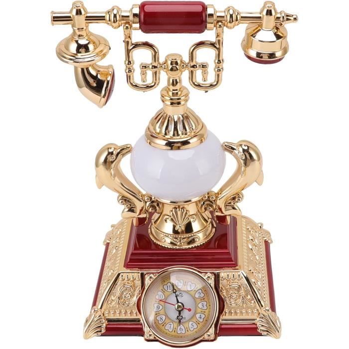 Retro Telephone Clock, Vintage Loud Alarm Clock Table Lamp With Warm ...