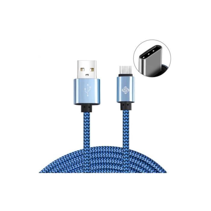 Cable USB Type C Bleu 1M - Cdiscount Téléphonie