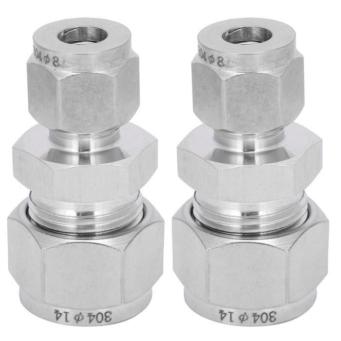 TMISHION raccord de tube connecteur de joint à double virole 2pcs adaptateur de raccord de tube ...