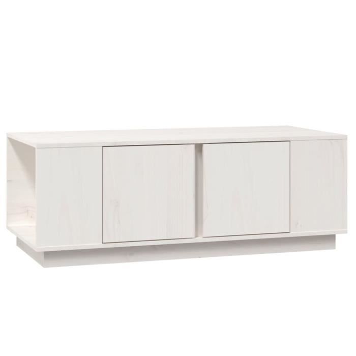 ETO- Table basse Blanc 110x50x40 cm Bois massif de pin ...