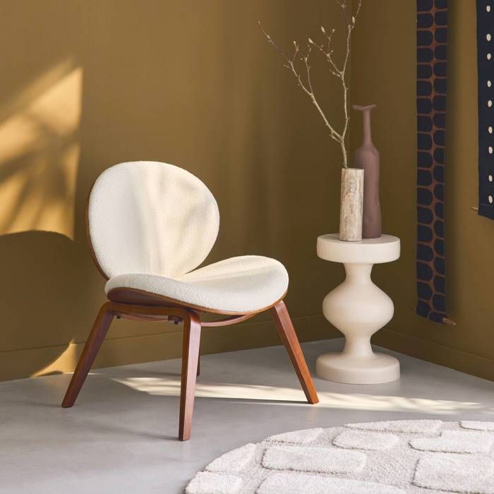 Fauteuil relax décor bois courbé placage effet noyer et bouclette ...