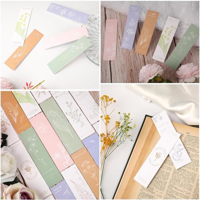 20 Pièces Marque Pages En Papier Nature Thème, Kit De Marque Pages À ...