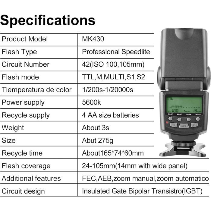 Meike MK430 Flash Speedlite Compatible Nikon D7100 D5300 Compact et ...
