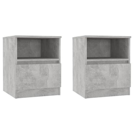 (55708)Table de nuit CHIC,Tables de chevet 2 pcs, Gris béton 40x40x50 ...