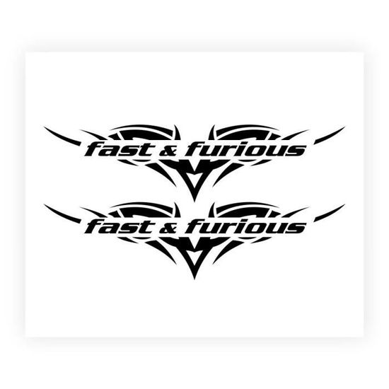 Autocollant - Fast & Furious - Sticker - Noir - 100 x 120 mm ...