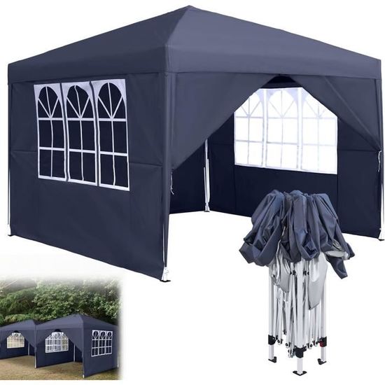 LARS360 Tonnelle pliable 3 x 3 m avec 4 panneaux latéraux, imperméable ...