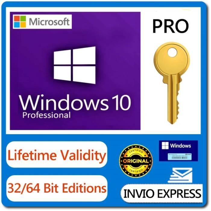 Windows 10 Pro Professionnel Licence Clé Activation - Livraison Rapide ...