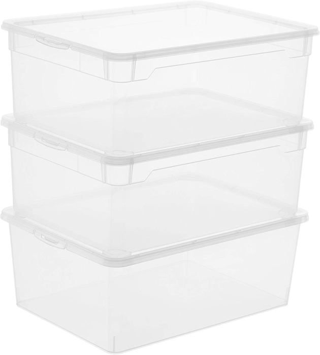 Transparent Rotho Clear Ensemble de 3 boîtes de rangement 10l avec ...