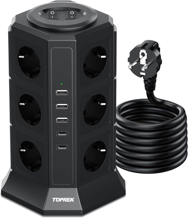 Multiprise avec 2 Interrupteur 12 Prises Multiprise Electrique avec 3 ...