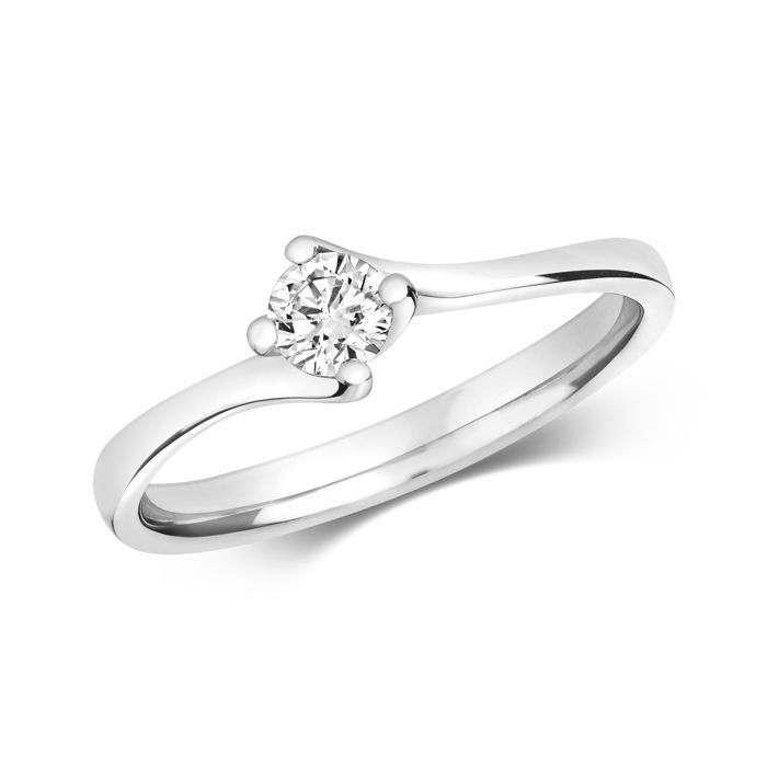 Bague Femme Solitaire Fiancailles Or Blanc 750/1000 et Diamant Brillant ...
