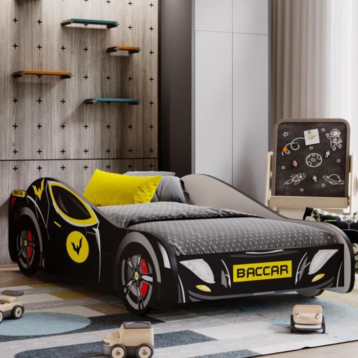 Lit enfant auto pour un garçon "Batcar"+ sommier 140x70 cm - Cdiscount ...